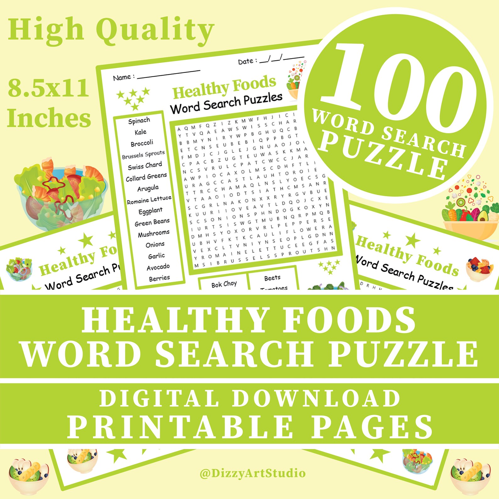 Healthy Foods Word Search Puzzle Worksheet Activity | 100 Printable ...