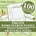 Fruits Word Search Puzzle Worksheet Activity | 100 Printable Puzzle ...