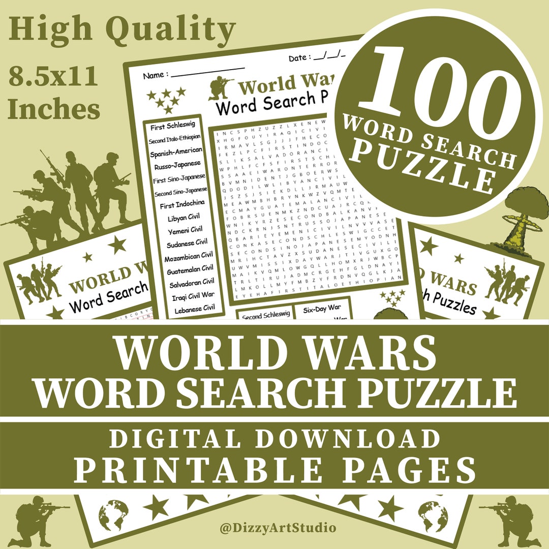 World Wars Word Search Puzzle Worksheet Activity Printable Puzzle Pages ...