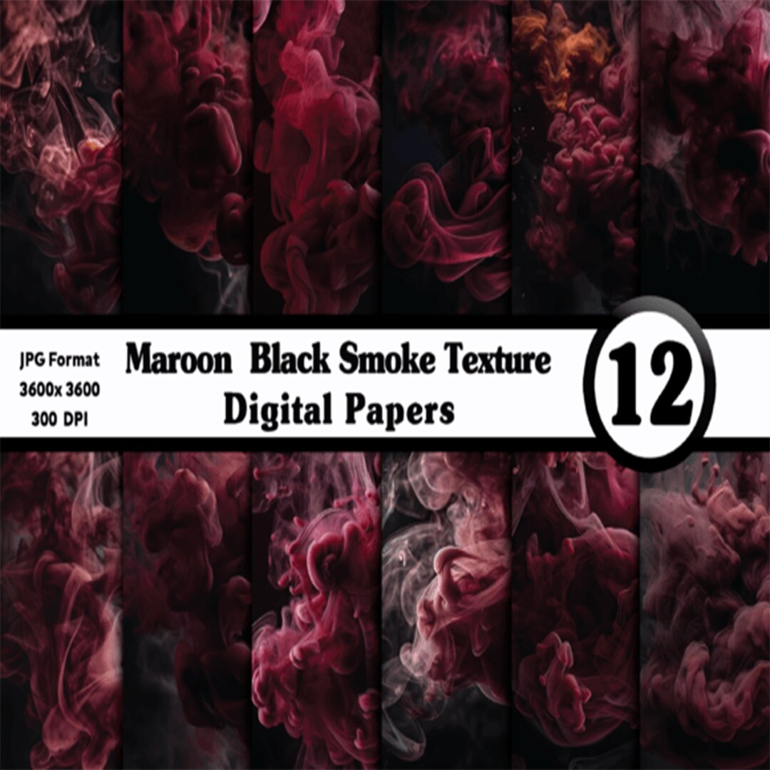 Maroon Black Smoke Background Texture, Smoke Digital Papers, Printable ...
