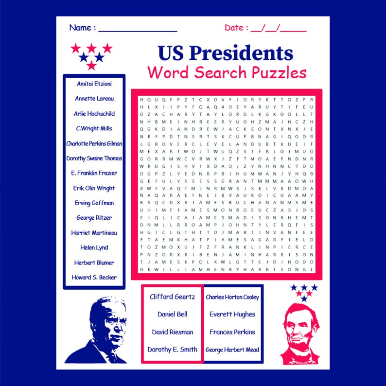 US Presidents Word Search Puzzle Worksheet Activity | Printable Puzzle ...