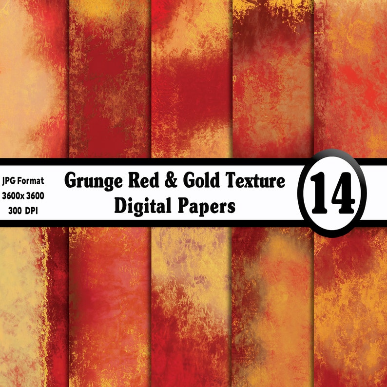 Grunge Red and Gold Textures, Vintage Antique Texture Scrapbook Paper ...