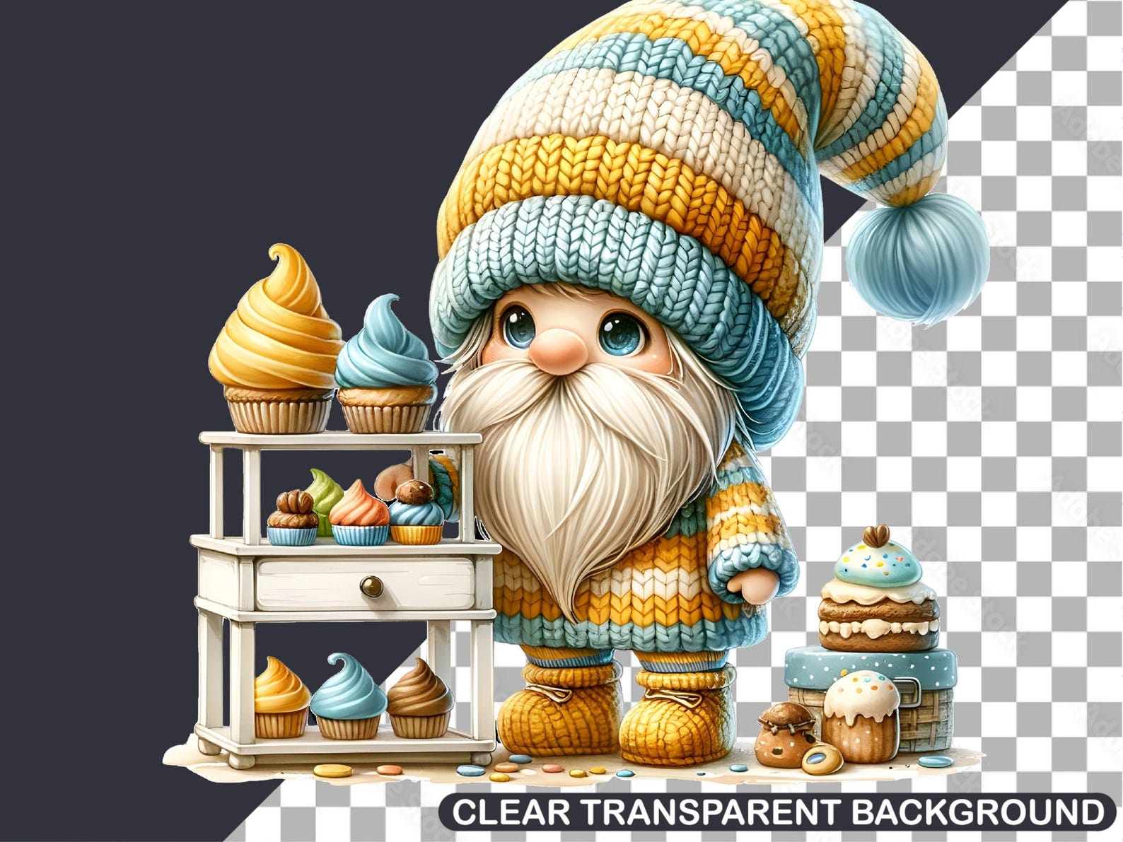 Watercolor Baker Gnome Clipart Pastry Chef Gnome, Baked With Love, Cake ...