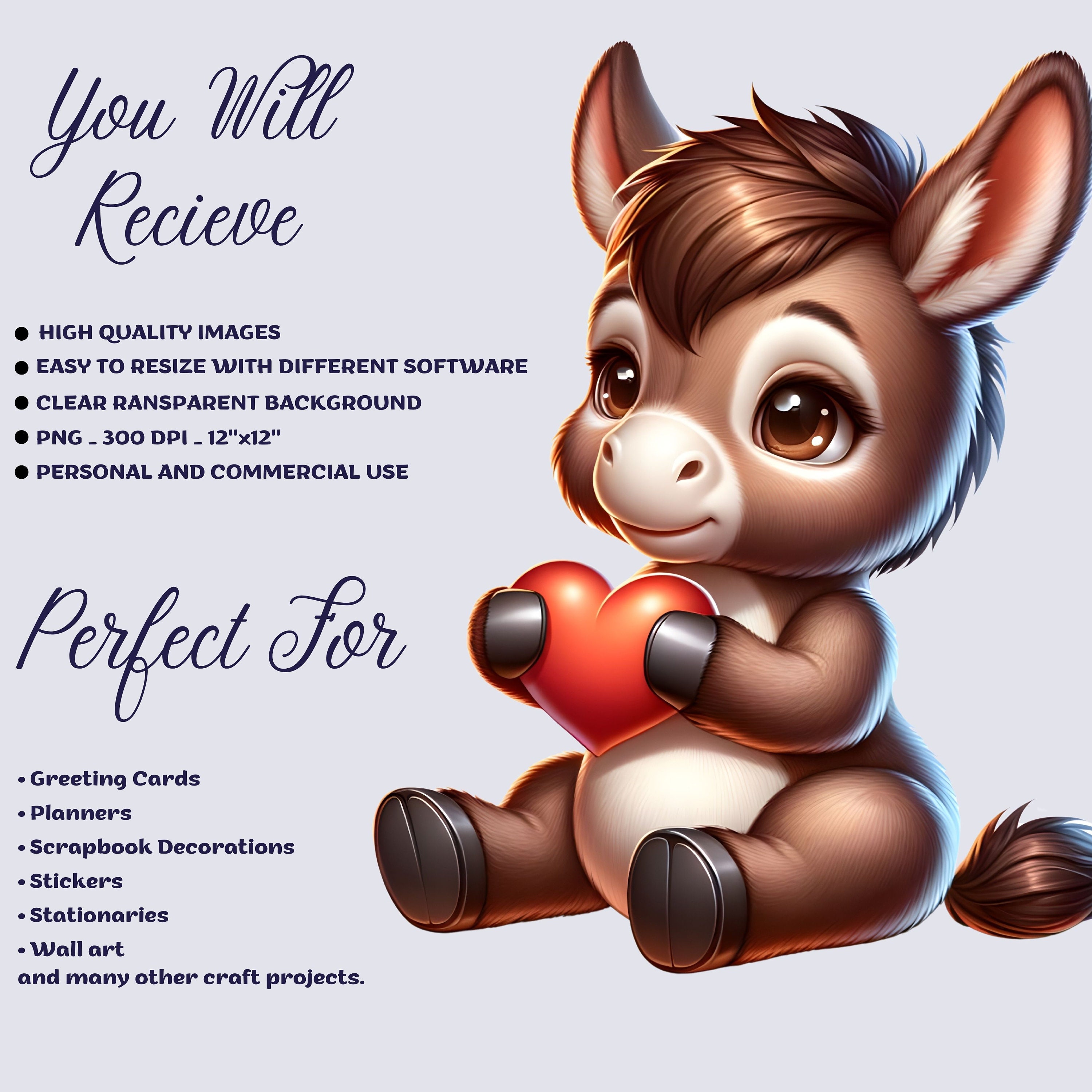 Valentines Day Animal Clipart Bundle, Animal Hugging Heart PNG ...