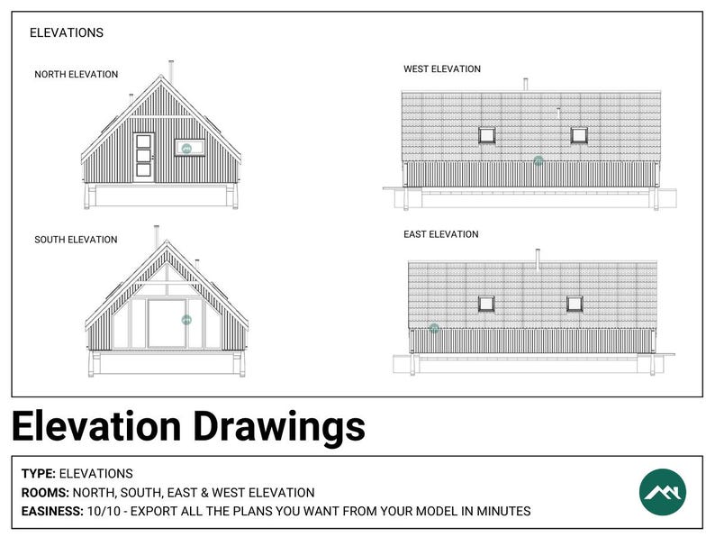 A-frame Sketchup Model 3D Blueprints Small House Plan .skp CAD File 40 ...