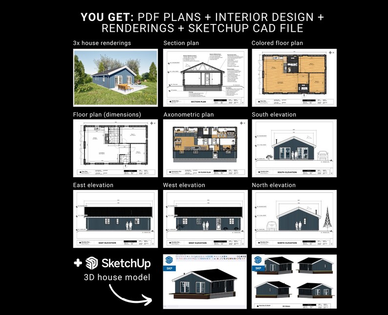 Scandinavian Small House 3D Blueprints 80 Sqm/861 Sq Ft Modern Small ...