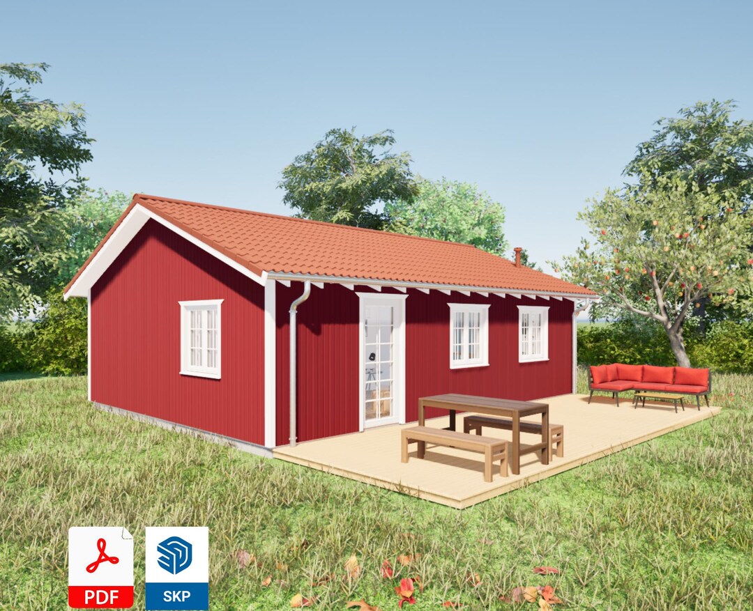 2-bedroom Classic Tiny House CAD File PDF Plans Small House Plan 61 Sqm ...