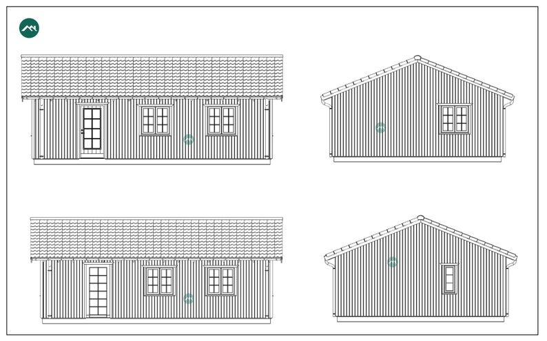 2-bedroom Classic Tiny House CAD File PDF Plans Small House Plan 61 Sqm ...