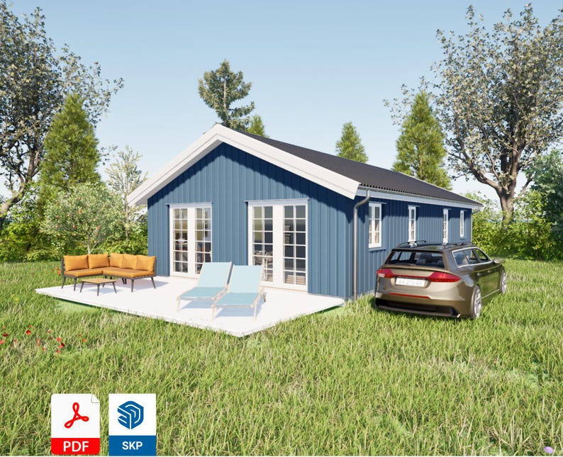 Scandinavian Small House 3D Blueprints 80 Sqm/861 Sq Ft Modern Small ...