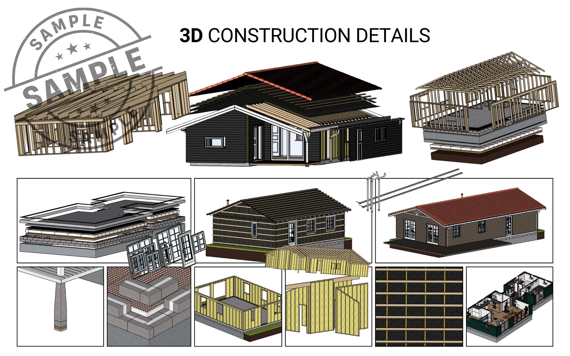 Scandinavian Small House 3D Blueprints 80 Sqm/861 Sq Ft Modern Small ...