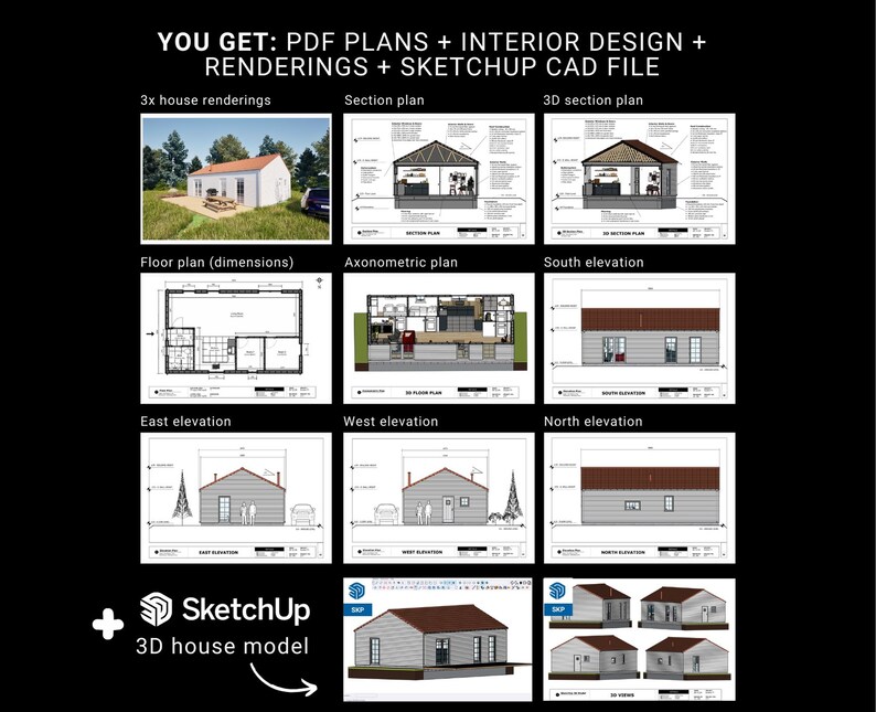 Classic 2-bedroom Small House Plan 11x7m 764 Sq Ft / 71 Sqm Vacation Home Design Sketchup CAD ...