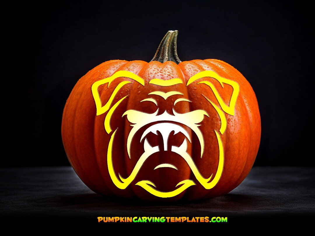 PUMPKIN CARVING TEMPLATE Instant Stencil Dog Bulldog Cute Digital Download Print at Home Today ...