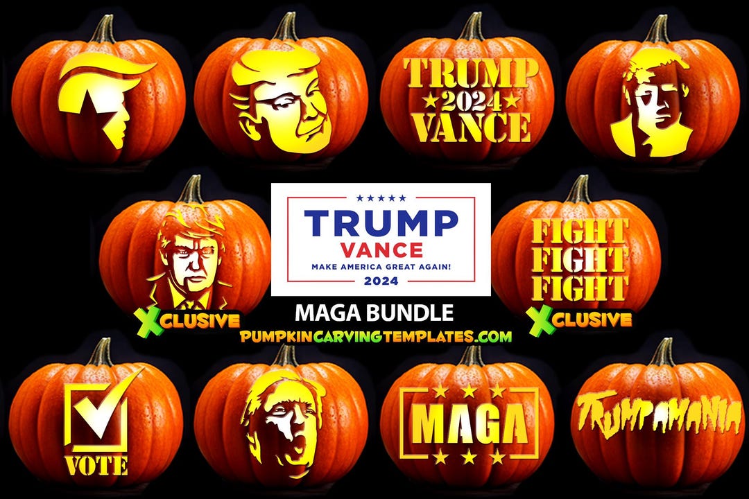 PUMPKIN CARVING STENCIL Stencil Template Maga Bundle Trump President ...