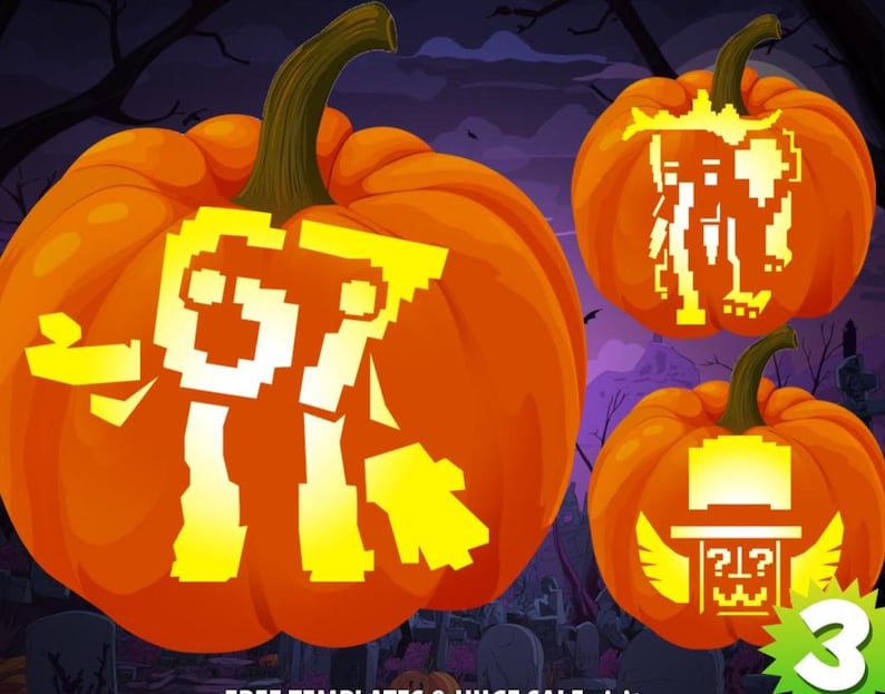 PUMPKIN CARVING TEMPLATE Stencil Brain Rot Video Game 67 Strawberry ...