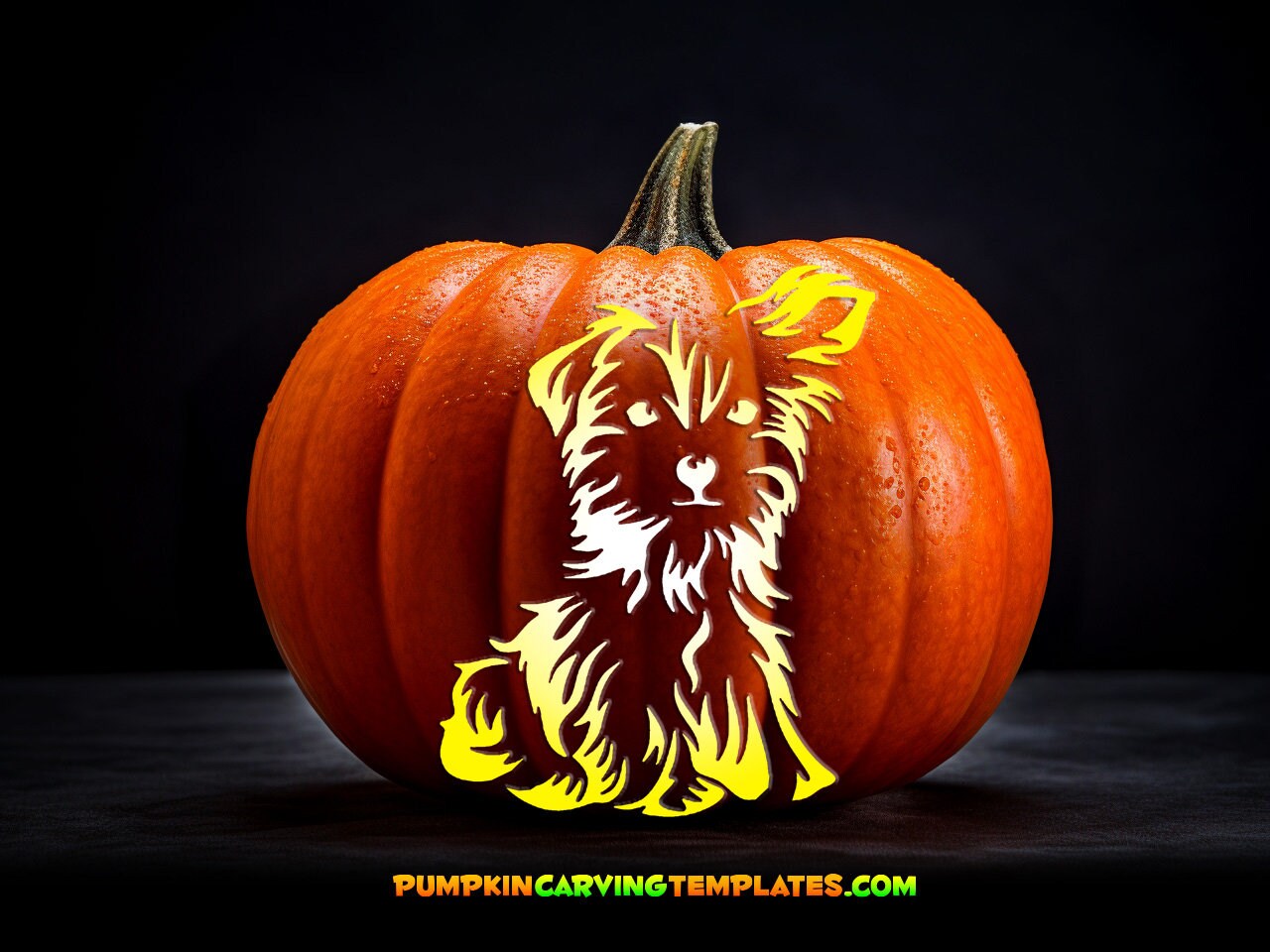 PUMPKIN CARVING TEMPLATE Instant Stencil Dog Yorkie Cute Digital ...
