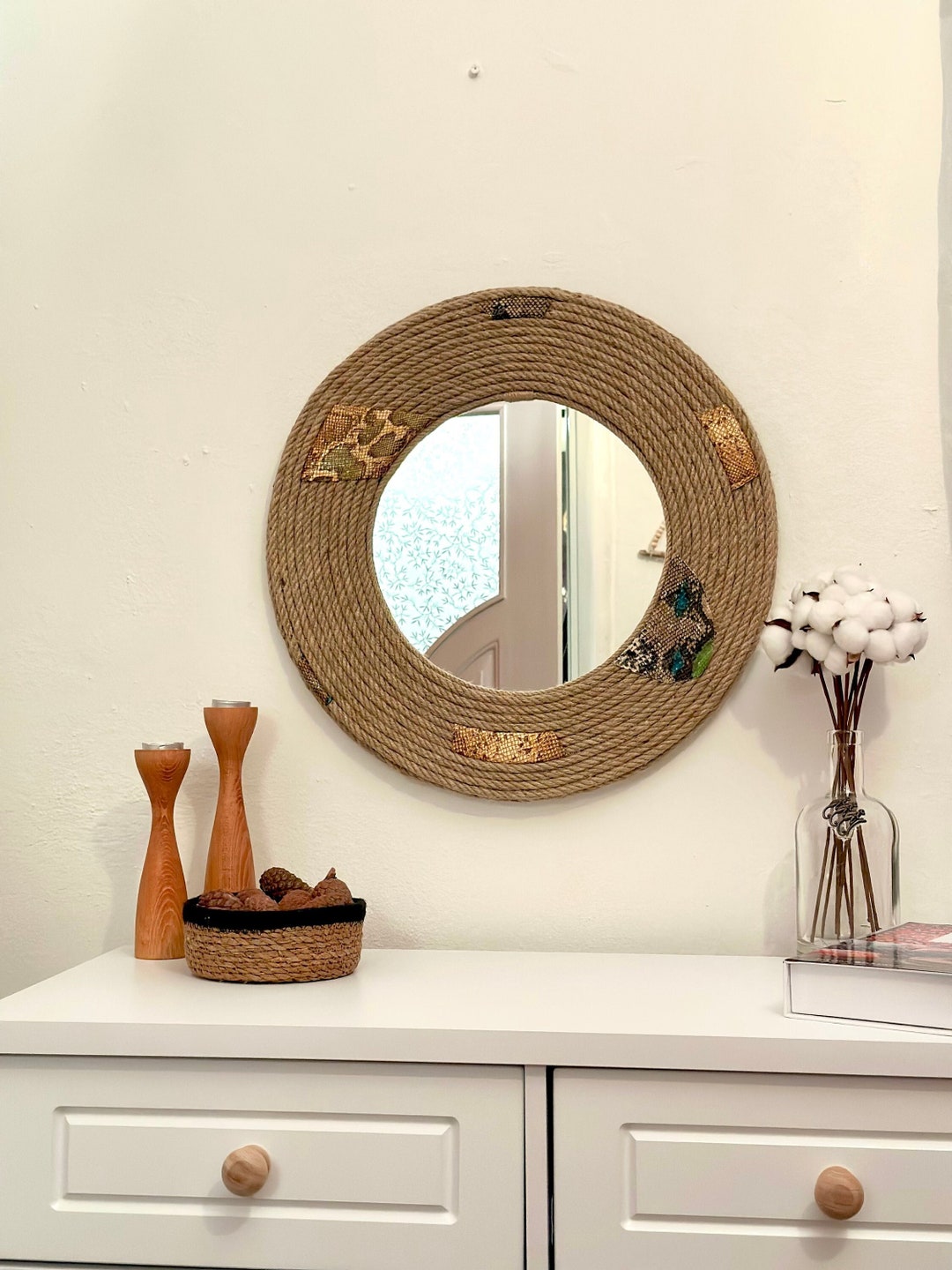 NAUTICAL Coastal Round Rope Mirror , Hanging Rope Wall Mirror , Home ...