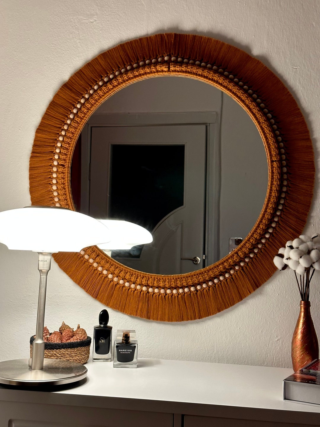 Cinnamon Macrame Mirror , Large Boho Mirror , Express Shipping (1-3 ...