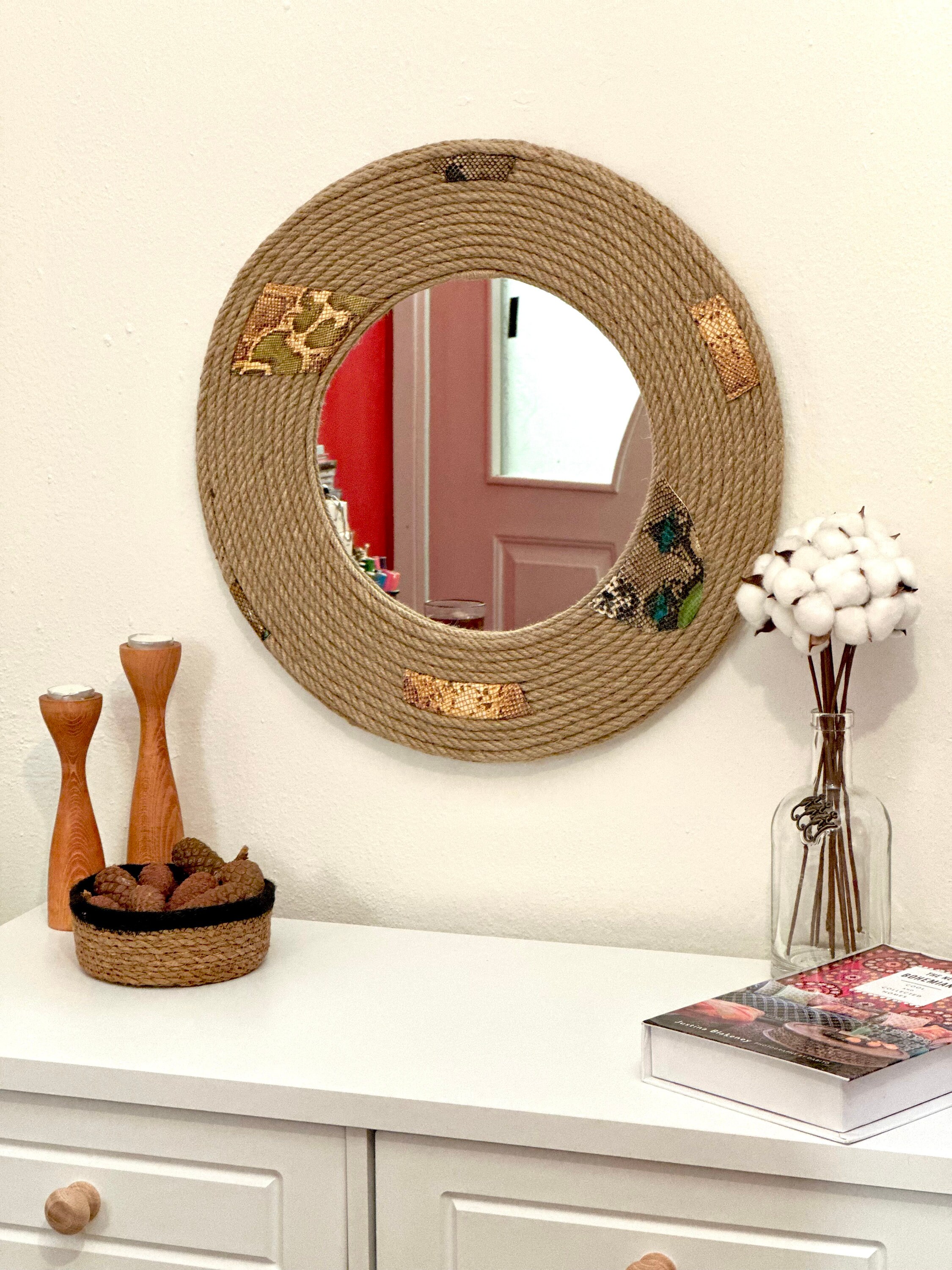 NAUTICAL Coastal Round Rope Mirror , Hanging Rope Wall Mirror , Home ...