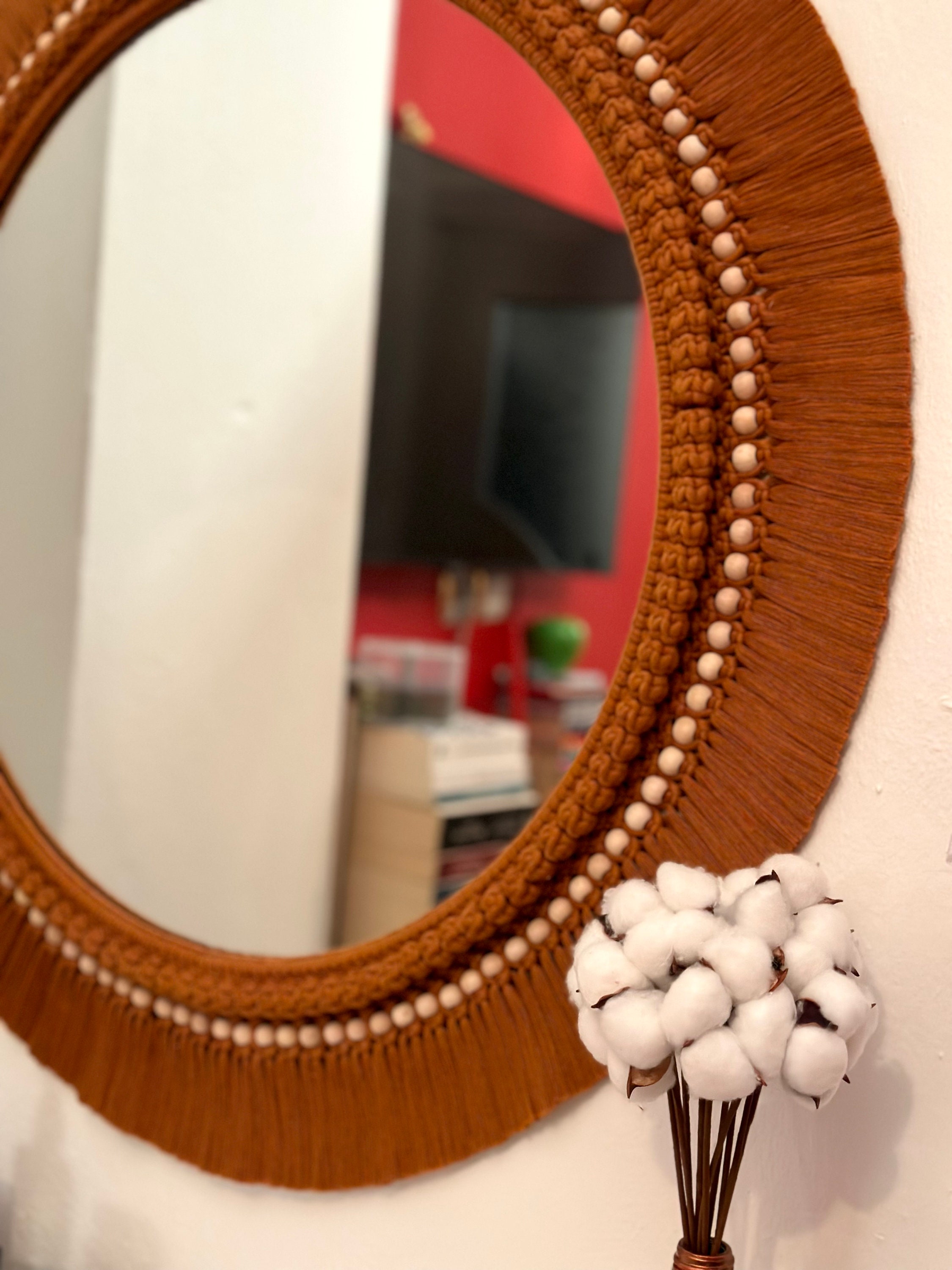 Cinnamon Macrame Mirror , Large Boho Mirror , Express Shipping (1-3 ...