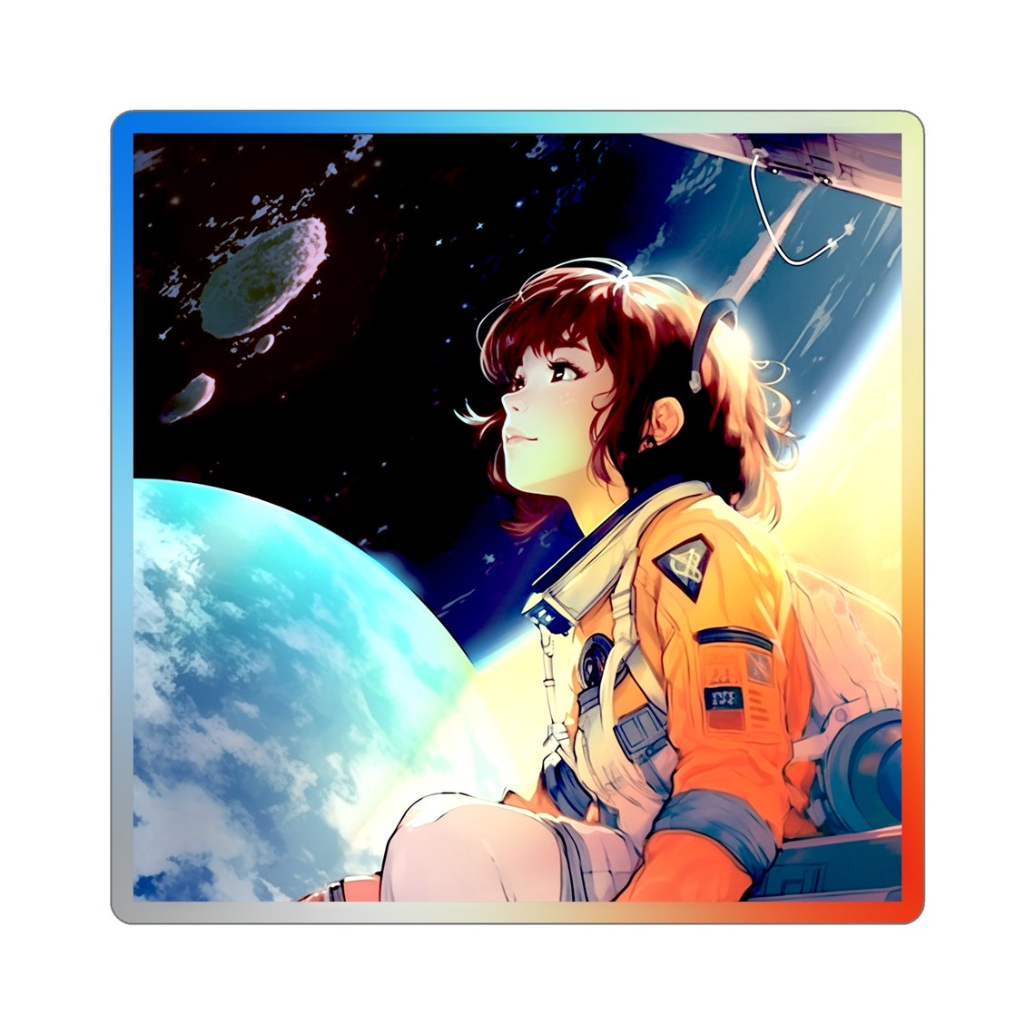 Holographic Space Girl Sticker - Etsy