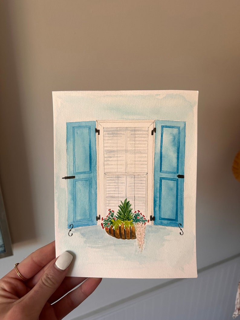 Custom Watercolor Window Box Painting - Etsy