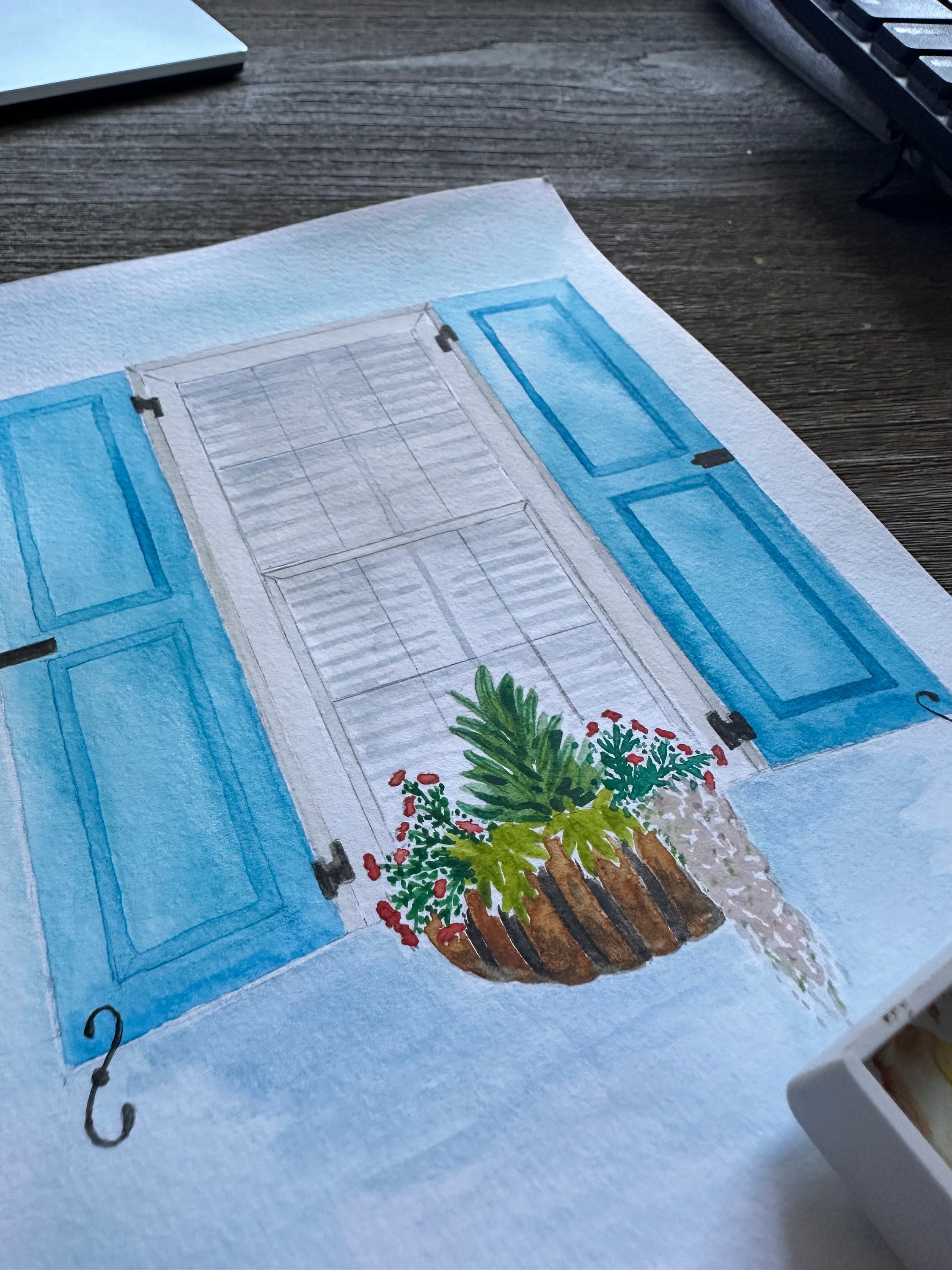 Custom Watercolor Window Box Painting - Etsy