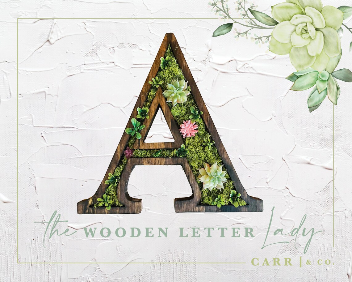 Fillable Wooden Letter Wooden Succulent Monogram - Etsy