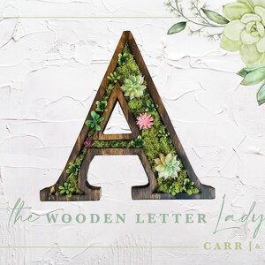 Fillable Wooden Letter Wooden Succulent Monogram - Etsy