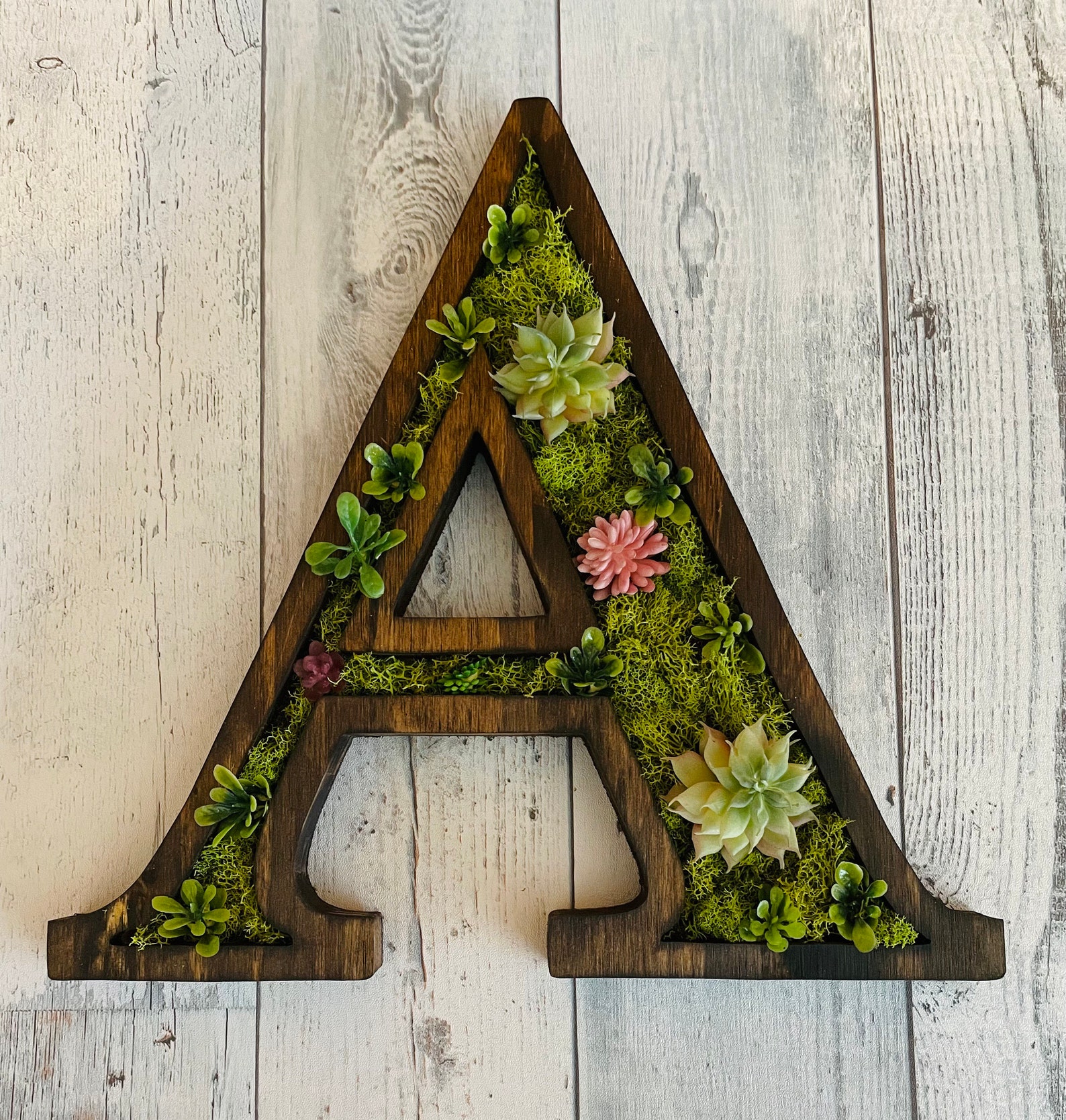 Fillable Wooden Letter Wooden Succulent Monogram - Etsy
