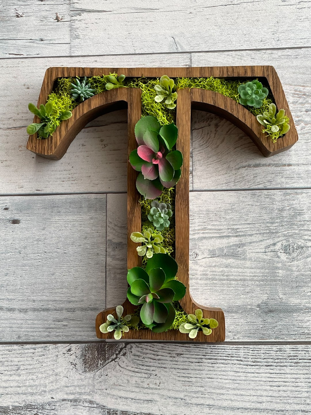Fillable Wooden Letter Wooden Succulent Monogram - Etsy