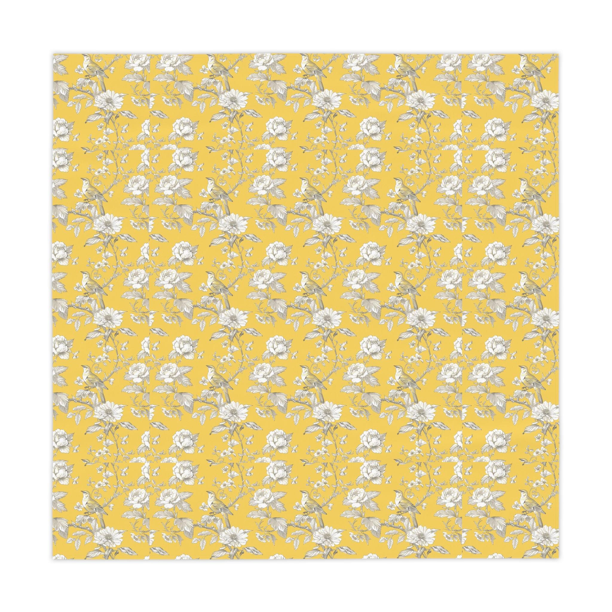 Yellow Toile De Jouy Tablecloth: Floral Bird Print, Spring Decor - Etsy