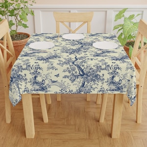 Tablecloth Toile for Kitchen Table French Toile Tablecloth With Blue ...