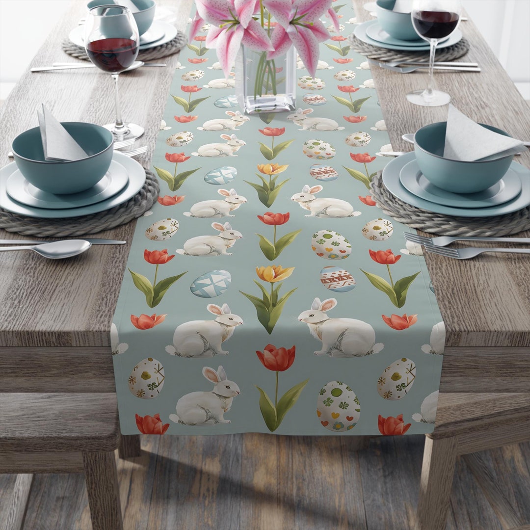 Easter Bunny Table Runner, Spring Decor, Spring Table Runner, Pastel ...