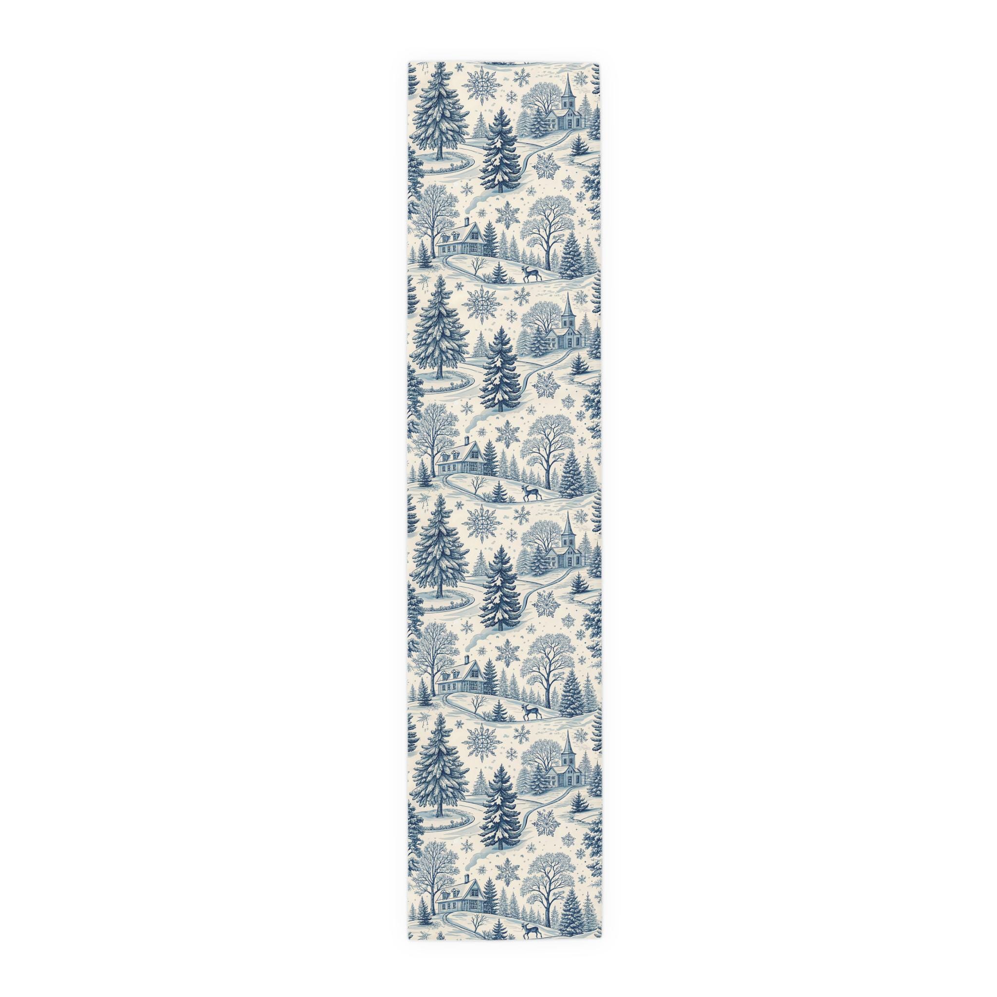 Blue Toile Christmas Table Runner: Winter Snowflake Dining Decor - Etsy