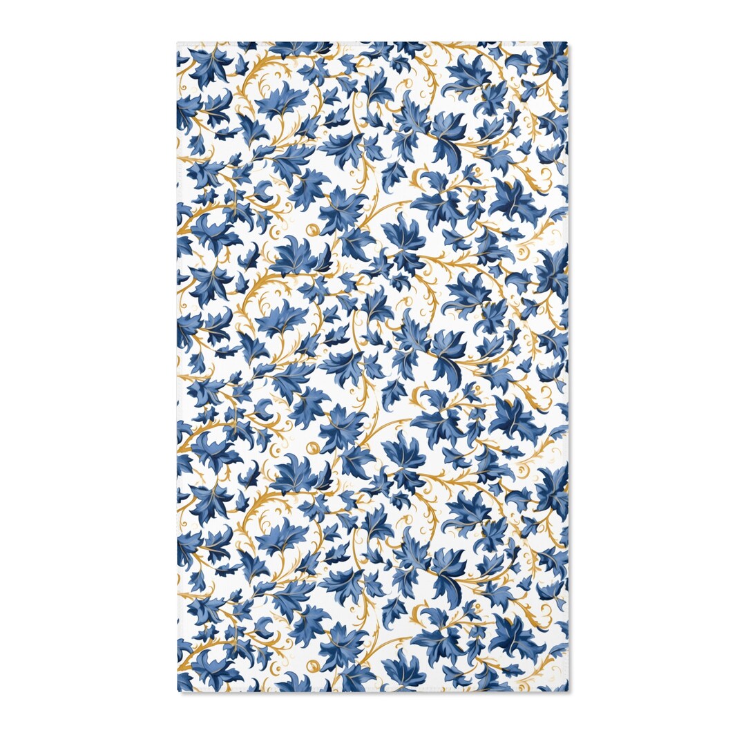 Chintz Pattern Rug Blue and Gold Chintz Ivy Rug Blue Ivy - Etsy
