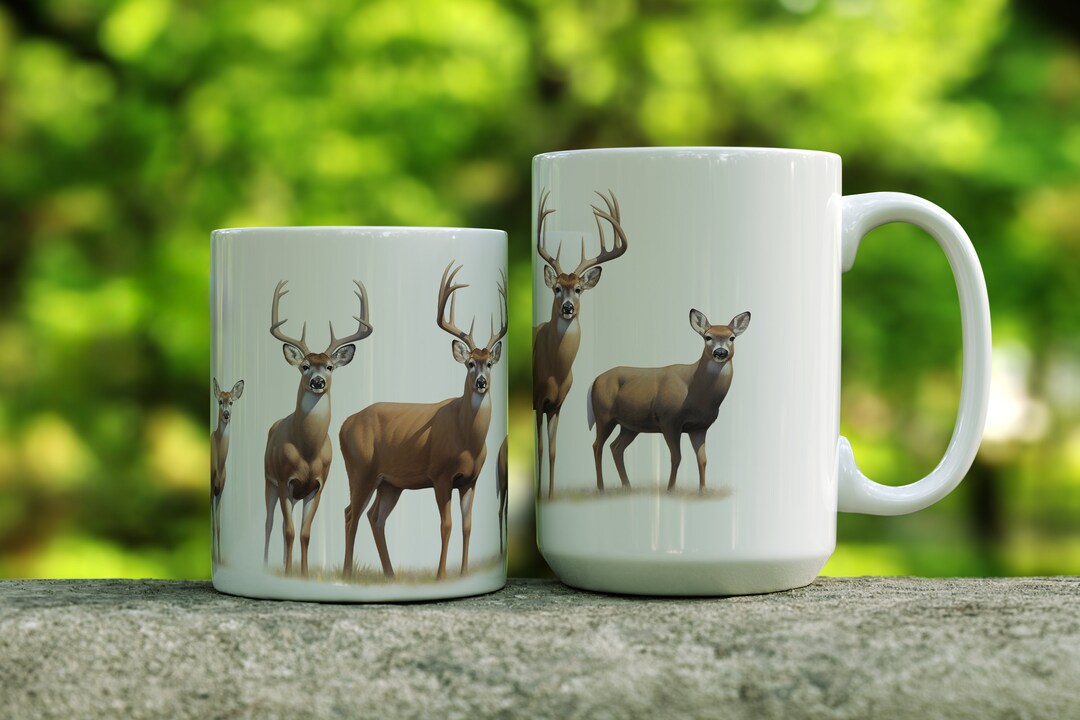 Buck Mug, Whitetail Deer Coffee Mug, Deer in a Field Mug, Deer Coffee ...