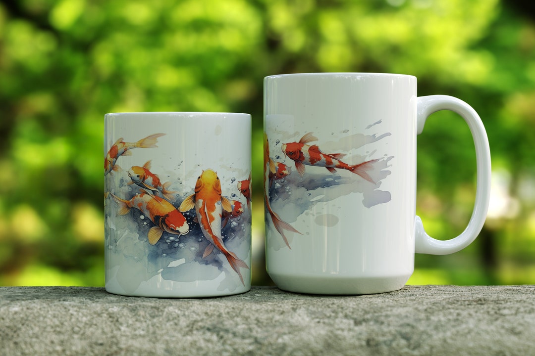 Koi Fish Mug, Orange Koi Fish Mug, Swimming Koi Fish Mug, Koi Fish Cup ...