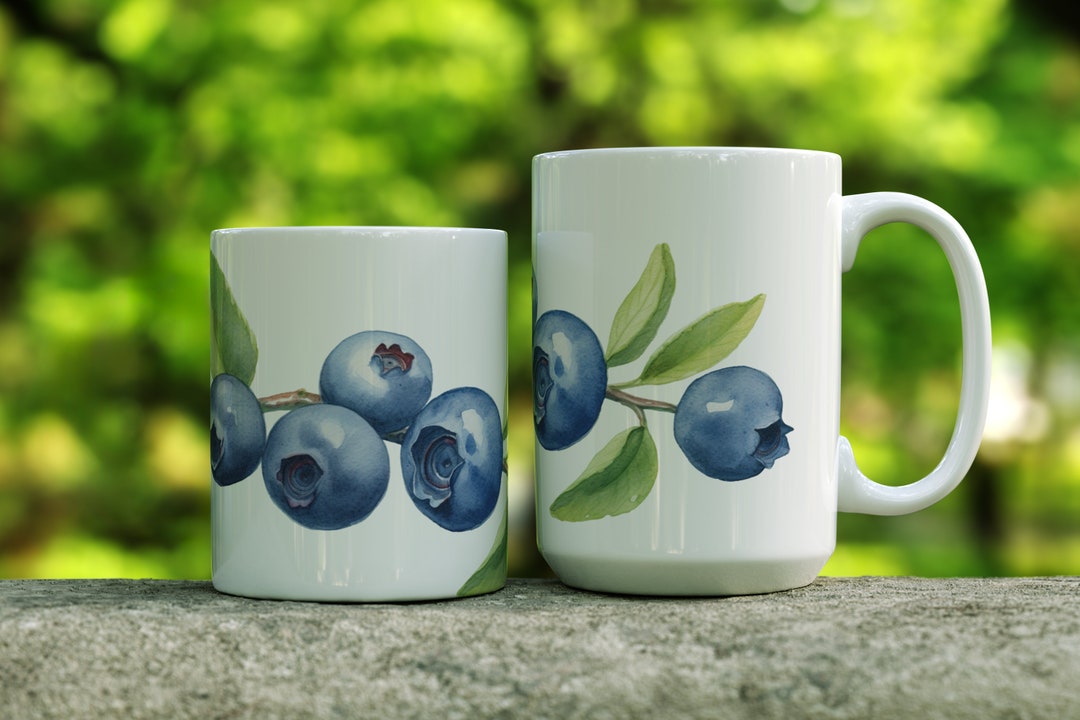 Blueberry Cluster Coffee Mug | Blueberry Coffee Mug | Blueberries Mug ...