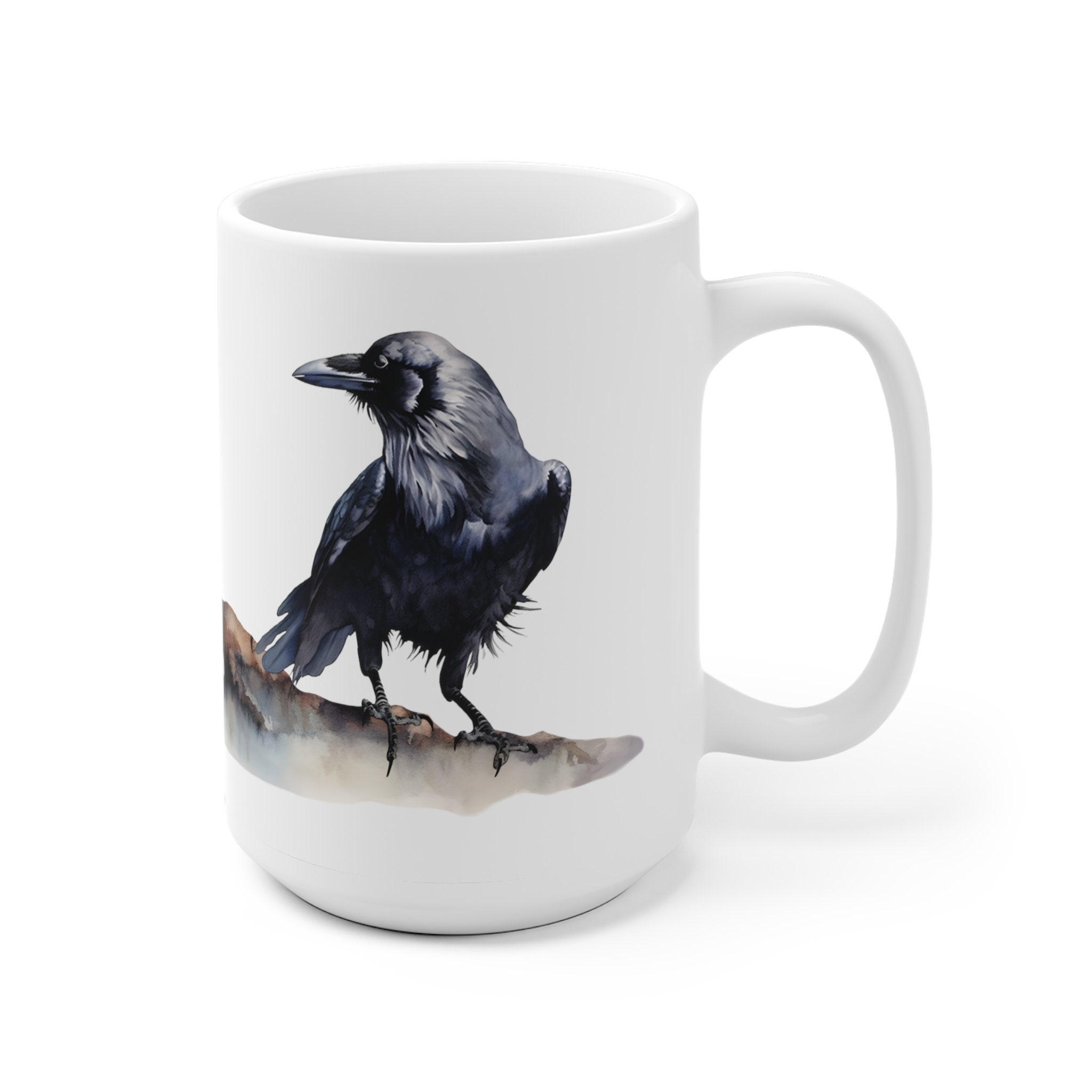 Black Raven Coffee Mug Raven and Skull Mug Spooky Raven - Etsy