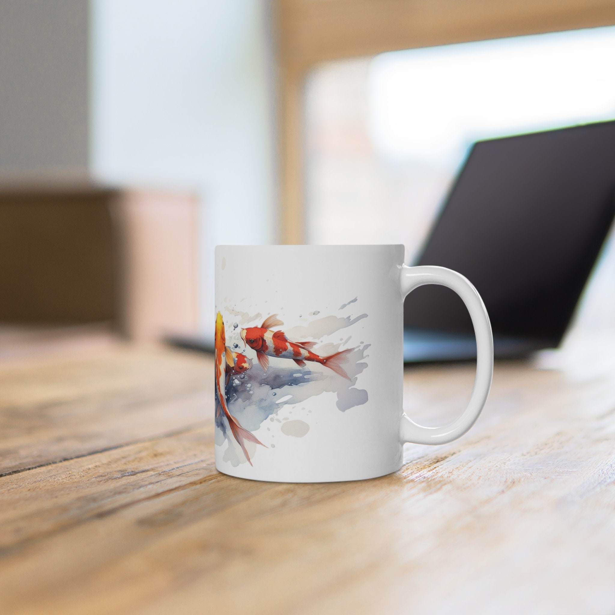 Koi Fish Mug, Orange Koi Fish Mug, Swimming Koi Fish Mug, Koi Fish Cup ...