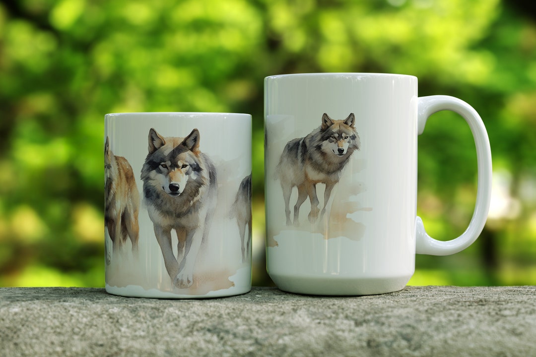 Wolf Pack Coffee Mug, Three Wolves Mug, Wolf Mug, Wolf Cup, Wolves ...