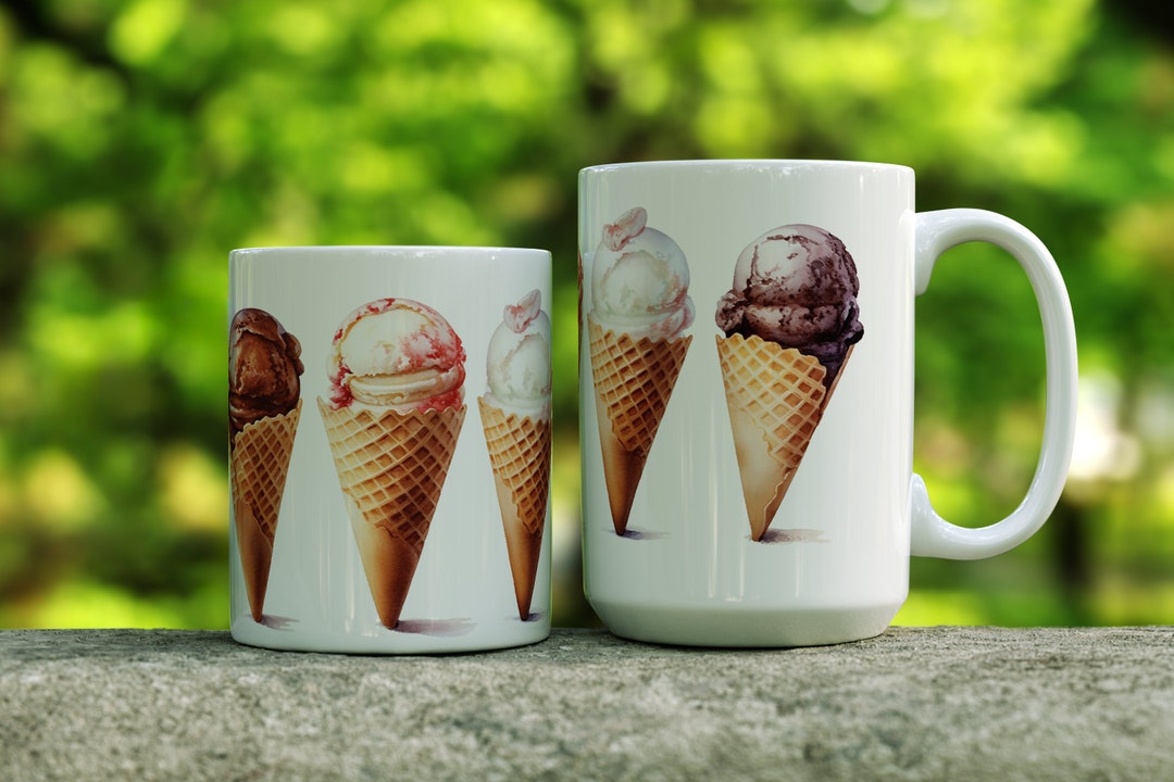 Ice Cream Mug, Ice Cream Coffee Mug, Painting of Ice Cream Mug, Ice ...
