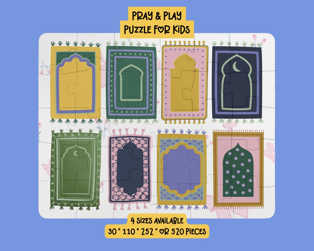 Prayer Mat Puzzle for Kids | Islamic Pray & Play Puzzle, Muslim Girls ...