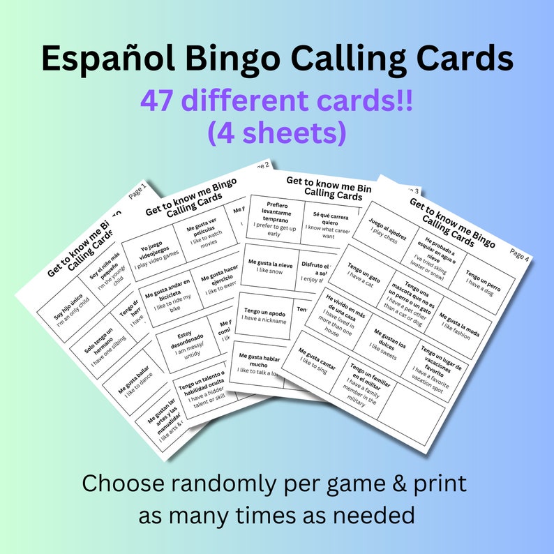 Spanish Get to Know Me Bingo Game Printable, Spanish Learning, Spanish ...