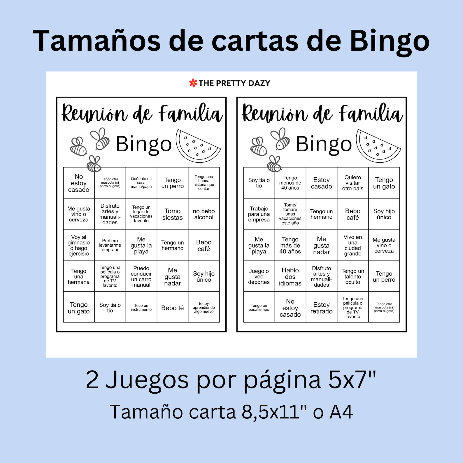 Bingo De Reunión Familiar Imprimible, Juego De Reunión De Familia ...
