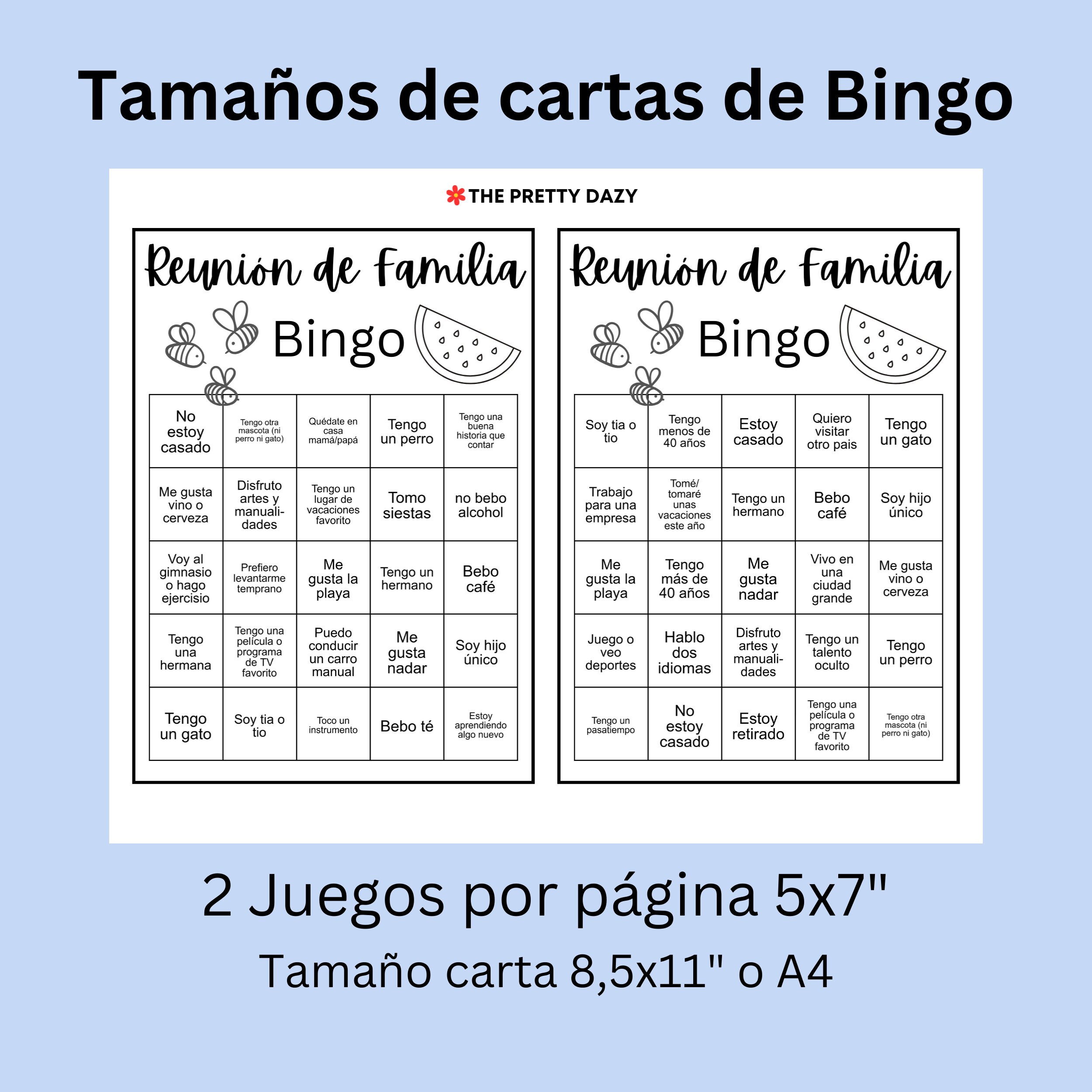 Bingo De Reunión Familiar Imprimible, Juego De Reunión De Familia ...
