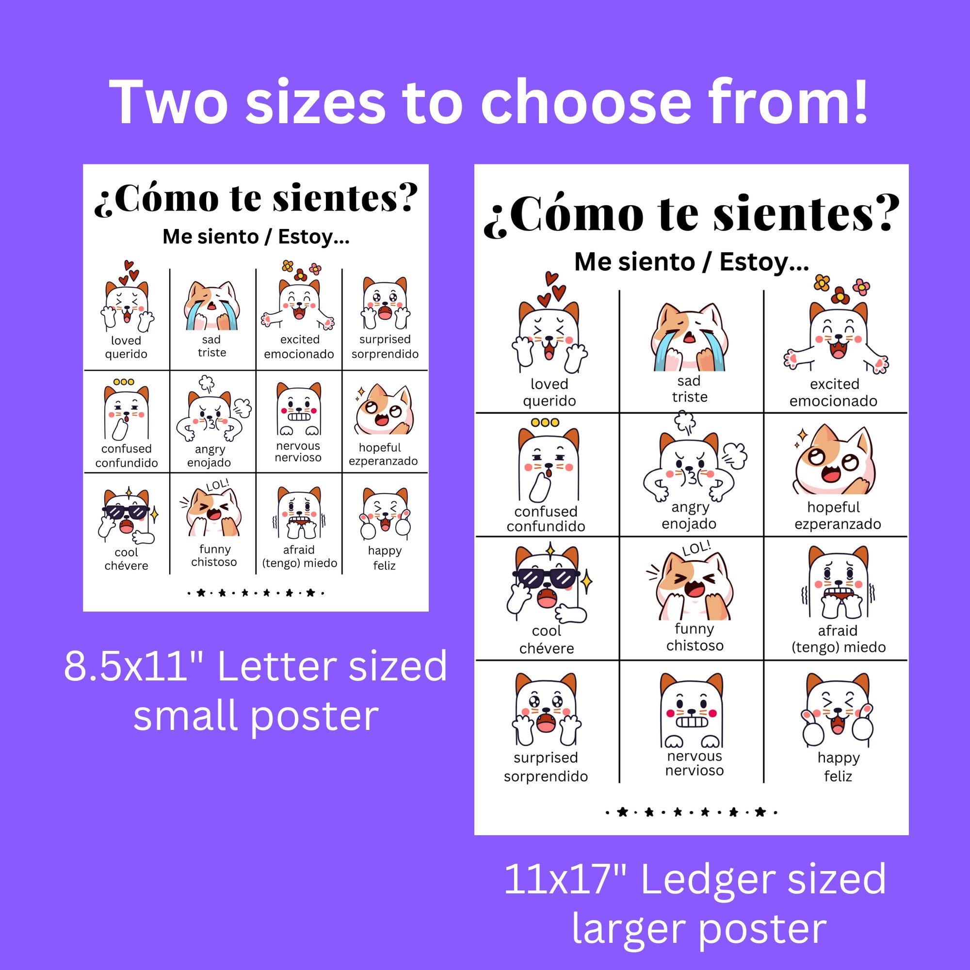 Feelings in Spanish Printable Poster Digital Download - Etsy