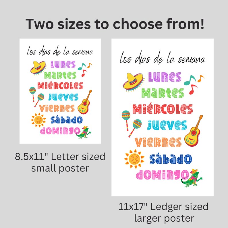 Spanish Days of the Week Poster Download, Spanish Basics, Spanish ...