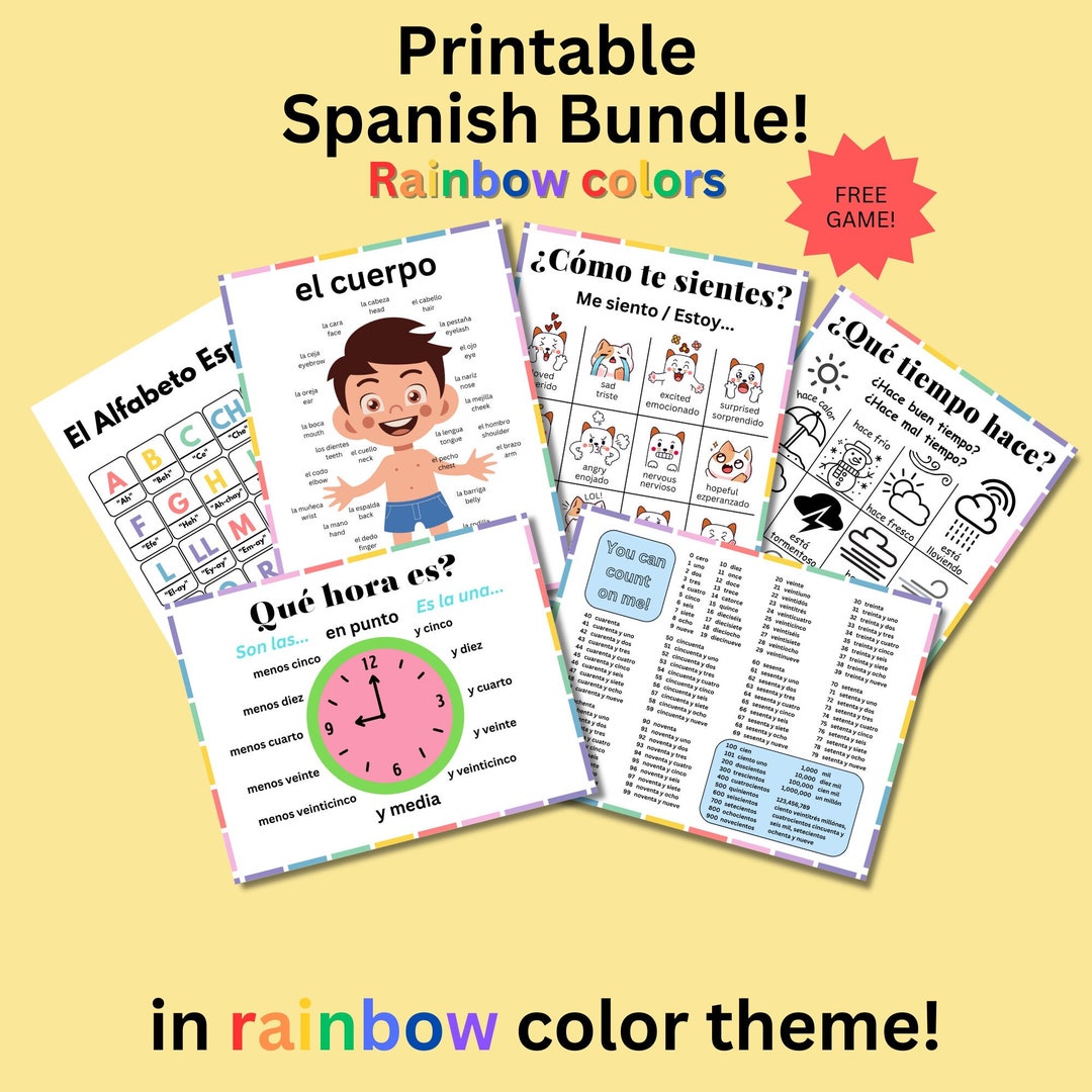 Spanish Basics Bundle Printable Posters, Spanish Fundamentals, Spanish ...