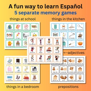 Spanish Memory Games Printable, Spanish Learning, Spanish Game for ...